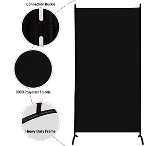 Room Divider 3-Panel Privacy Screen, Portable Screen Steel Frame with Hook&Loop for Home, Office, Classroom, Studio, Meeting Black