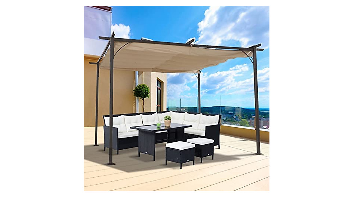 RUIZE Hardtop Gazebo with Steel Roof & Retractable Shade
