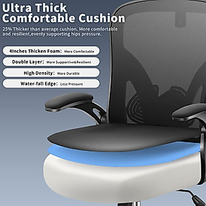 Darkecho Office Chair,Ergonomic Desk Chair with Adjustable Headrest and Lumbar Support,High Back Mesh Computer Chair with Padded Flip-up Armrests,Swivel Task Chair,Tilt Function,Black