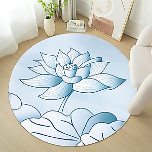 Abeigoi Round Meditation Yoga Mat Large Lotus Pilates Mat Non Slip Natural Rubber Backing Mat Suitable for Exercise, Meditation, Stretching and Yoga Workout Mat for Home Outdoor (4Ft)