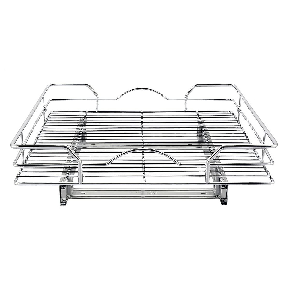 Pull Out Cabinet Organizer（14"W x 18"D x 5"H ), Heavy Duty Pull Out Shelves for Kitchen Cabinets, Chrome Finish