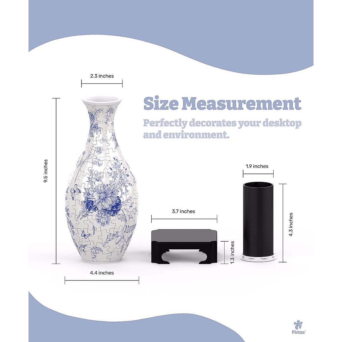 Pintoo 3D Puzzle Vase Unique Flower Vase Made by 160 Curved Plastic Puzzle Pieces House Warming Gift for Flower Arrangements and Home Decoration - [S1033] (Classic, Blooming Season)