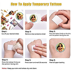 8 Sheets Temporary Tattoos Stickers For Moana, Moana Birthday Party Supplies Decorations Party Favors, Gifts for Boys Girls School Classroom Rewards