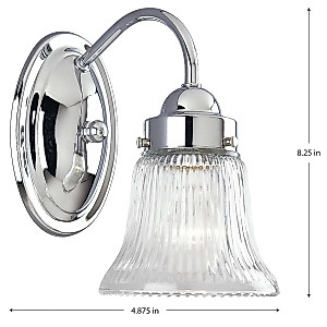 Progress Lighting P3287-15 Economy Fluted Glass Bath & Vanity, 5-1/4-Inch Width x 9-Inch Height, Chrome