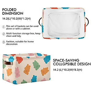 NFMILI Gummy Bear Storage Basket, Fabric Storage Cubes Bins, Open Home Storage Bins with Handles, Foldable Cubes Closet Organizer Boxes 14.2 x 10.2 x 8.3 in (Large - 2 Pack)