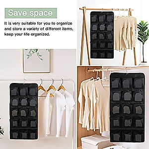Dual Sided Pocket Storage Organizer , Zimso Hanging Shoe Holder , Hanging Sock Organizer , Hanging Closet shoe Hanger Organizer , 30 Pockets Rotatable Hanging Pockets Organizer (Black)