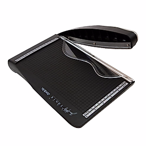 Tim Holtz Paper Cutter Deckle Edge Tool - Guillotine Paper Trimmer for Distressing Cardstock and Craft Paper - 8.5 Inch Cutting Length with Ruler and Grid Lines, White.