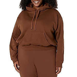 Amazon Essentials Women's Crop Hoodie Sweatshirt (Available in Plus Size), Deep Brown, Medium