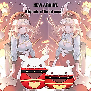 Genshin Impact Case for Airpod, Anime Game Cute Funny Cool 3D Silicone Cover Accessories Kawaii Skin for Air pods 1&2 for Girls Men Boy Teen(Jumpy Dumpty,Red Rabbit)