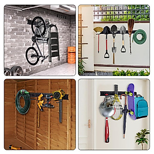 QualsValor Garage Organization, 48 Inch Garden Tool Organizer Max Load 525 lb, Garage Tool Organizer Wall Mount with 7 Organization Hooks and Bike Hooks, Updated 16 Inch Studs Spacing
