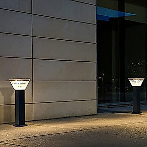 Post Lights Outdoor Solar Lawn Lights Metal Pillar Lights Waterproof Wall Lights Simple and Creative Garden Lights Community Villas Outdoor Floor Lights LED (C) ()