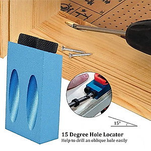 14Pcs Pocket Hole Jig Kit, 15 Degree Woodworking Inclined Hole Jig with 6/8/10mm Drill Bits for Carpentry Woodworking Angle Drilling Holes
