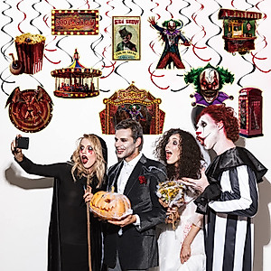 30 Pieces Halloween Clown Hanging Swirl Decorations Horror Joker Cutouts Circus Foil Ceiling Decor Halloween Creepy Carnival Decor, 7.09 x 7.09 Inch