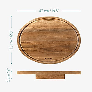 Navaris Corner Countertop Cutting Board - 12.6" x 16.5" Acacia Wood Round Cutting Board - Space Saving Chopping Board for Kitchen Counter Corners