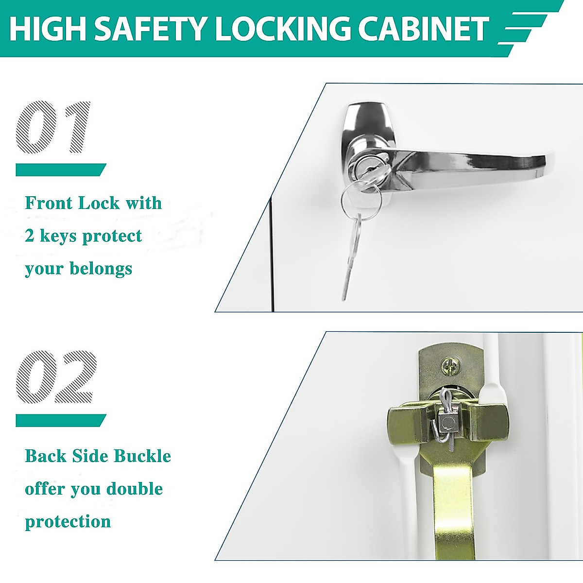 INTERGREAT Metal Storage Cabinet with Doors, Locking Steel Storage Cabinet with Lock and Shelves, Heavy Duty Lockable Metal Cabinet for Office, Bathroom, Home, Laundry Room, Kitchen (White)