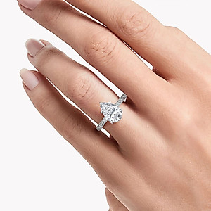 Bo.Dream 3ct Pear Shaped Cubic Zirconia CZ Engagement Rings For Women Platinum Plated Sterling Silver Size 7