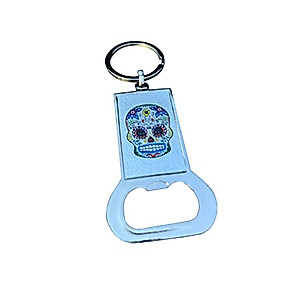 Mexican Sugar Skulls Bottle Opener Keychain 6 Pack Party Favor Pack Beautiful Designs