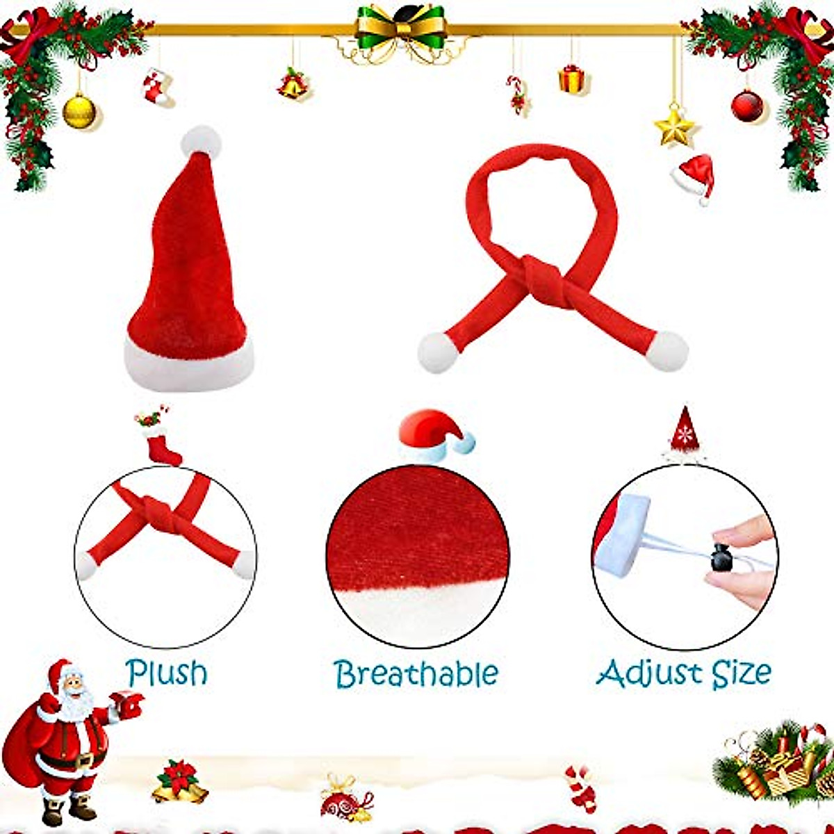 GABraden 2 Pack Christmas Chicken hat and Christmas Chicken Scarf,Adjustable Christmas Chicken Hat,Christmas Clothes for Chicks and hens (2-Red, Christmas)