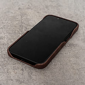 Porter Riley - Leather Case for iPhone 12 Mini (5.4"). Premium Genuine Leather Slimline Back Case (Chocolate Brown)