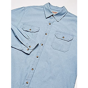 Wrangler Authentics Men's Long Sleeve Classic Woven Shirt, Light Chambray, 3X-Large