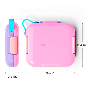 ZOKU - Bento Box with Ice Pack, Lunch Box for Kids, Easy to Carry and Clean, Freezer Pack Keeps Food Fresh, Fits Any Snack or Meal, Leakproof (Neat Bento) (Pink)