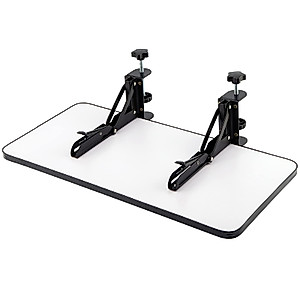 JAPCHET 20.5x9.8 Inches Ergonomics Desk Extender Tray, Clamp-on Keyboard Extension Platform, Keyboard Foldable Tray for Elbow Rest Desk Arm Support, Include Adjustable Clamps, Black, Table Mount