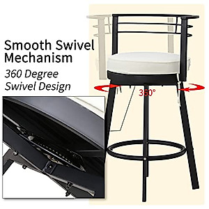 PatioFestival Patio Swivel Bar Stools Set of 2,Outdoor High Bistro Stools&Bar Chairs with Curved Backrese,Morden Cushioned All-Weather Bar Dining Chair Patio Furniture for Deck Lawn Garden