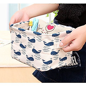 LEFV™ Foldable Storage Basket Small Multi-Function Linen Sorter Bag Case Open Bin for Toys Tidy Clothes Socks Underwear Bra Lingerie Makeup (Hedgehog)