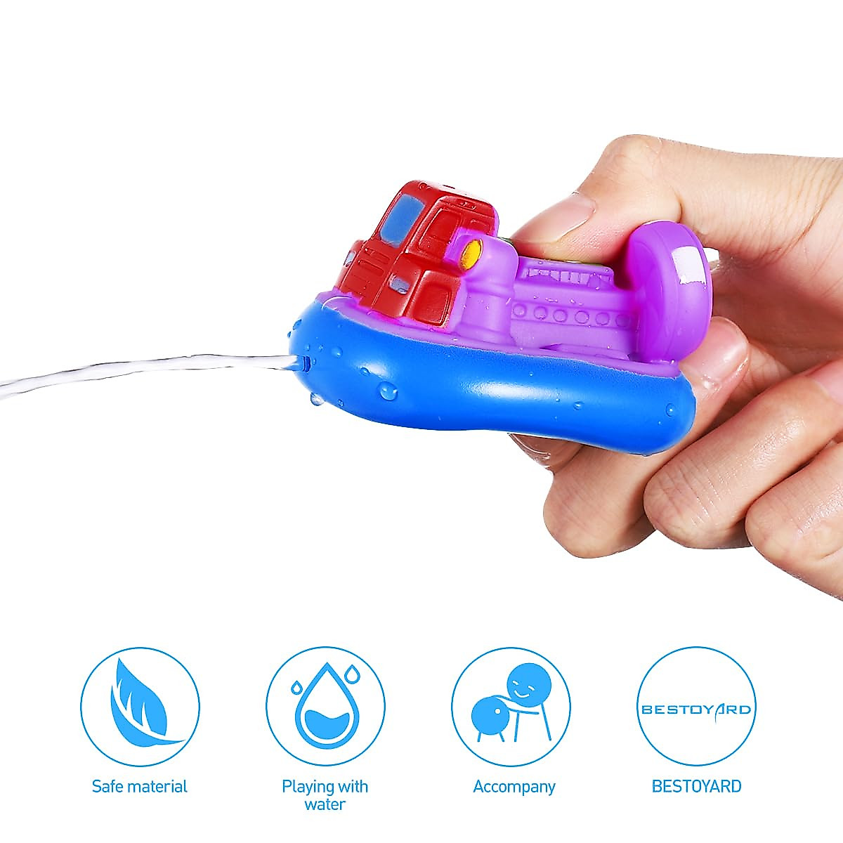 Bath Swimming Toys,8 Assorted Mini Pool Toys 3 Racing Car + Train + Boat + Hovercraft + Helicopter + Fighter