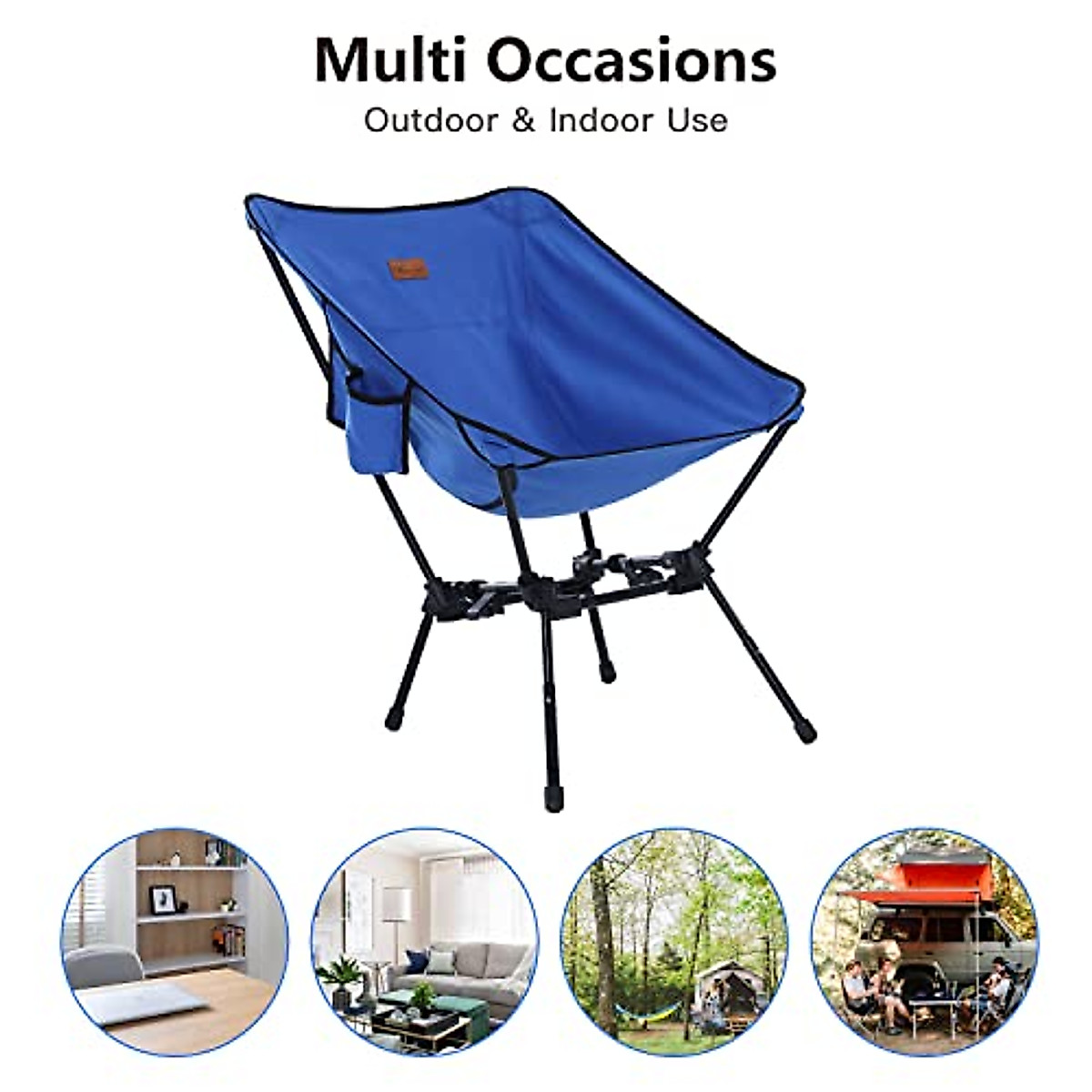 MOON LENCE Adjustable Camping Chair for Adults, Heavy Duty for Heavy People, Lightweight Compact Portable Folding Chair Lawn Chair Beach Chair