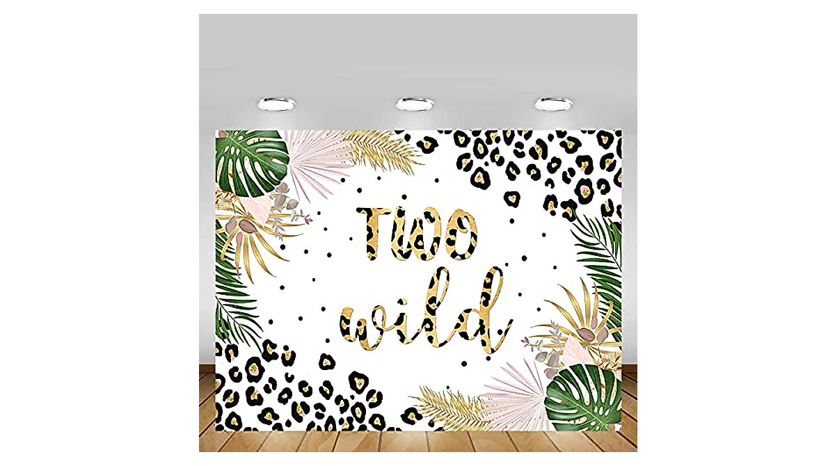 MEHOFOND Leopard Pink Jungle Party Backdrop 7x5ft