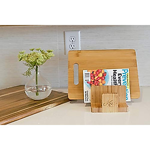 Kozy Kitchen Cutting Board Organizer Natural Bamboo Kitchen Pantry Rack Cabinet Organizer for Cutting Board, Dish, Bakeware, Plate, Pot Lid, Cook Books, Book Stand Holder (Bamboo- 3 Slots)