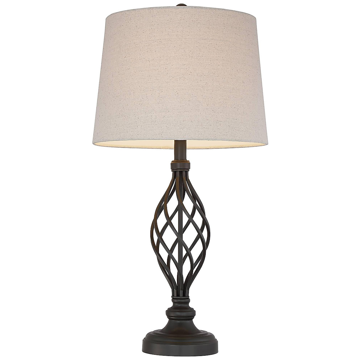 Franklin Iron Works Annie Modern Industrial Table Lamps 28" Tall Set of 2 with Dimmers Bronze Iron Cream Tapered Drum Shade for Bedroom Living Room House Home Bedside Nightstand Office Entryway