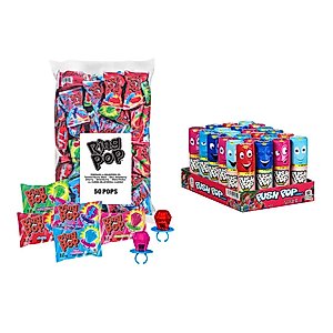 Ring Pop and Push Pop Bulk Holiday Lollipop Variety Party Packs - 50 Count Ring Pops + 24 Count Push Pops with Assorted Candy Flavors