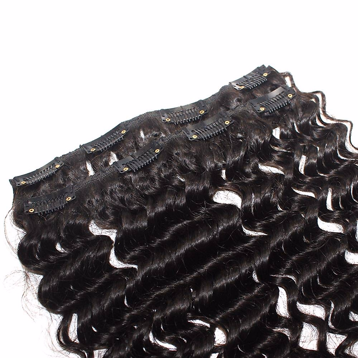 Forawme 100 Remy Curly Hair Extensions Clip In #1B Black 20 Inch 120g 8pcs/lot 20 Clips Hair Extensions