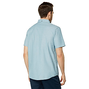 Quiksilver Men's Winfall Short Sleeve Button Down Shirt, Moroccan Blue, Medium