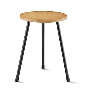 KINNARY Indoor Plant Stand, Mid Century Wood Plant Stand Plant Table for Flower Pots, Tall Metal Plant Holder, Modern Home Decor Small Round Side End Table (11.8"x16")