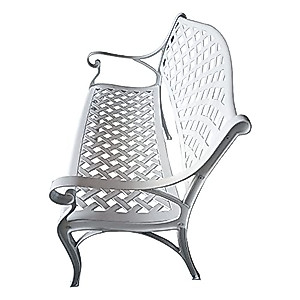 Oakland Living Luxury High-End Cast Aluminum Outdoor Patio Bench, White