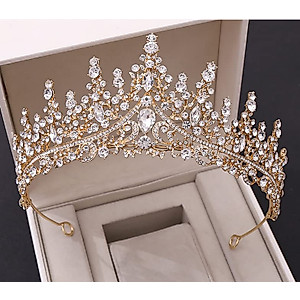 Kamirola Vintage Tiaras and Crowns for Women, Bridal Crown Princess Tiaras Headband, Costume Party Accessories for Brithday Halloween … (Gold&White)