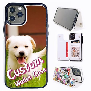 Unique-Custom-Gift Personalized Photo Flip Leather Wallet Case with Card Holder For Apple iPhone 7 8 Plus SE2 XR XS 11 12 13 14 Pro Max, Customize Picture Text PU Kickstand Double Magnetic Cover