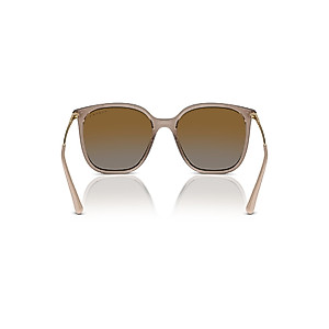 Vogue Eyewear Woman Sunglasses Transparent Brown Frame, Grey Gradient Brown Polarized Lenses, 54MM