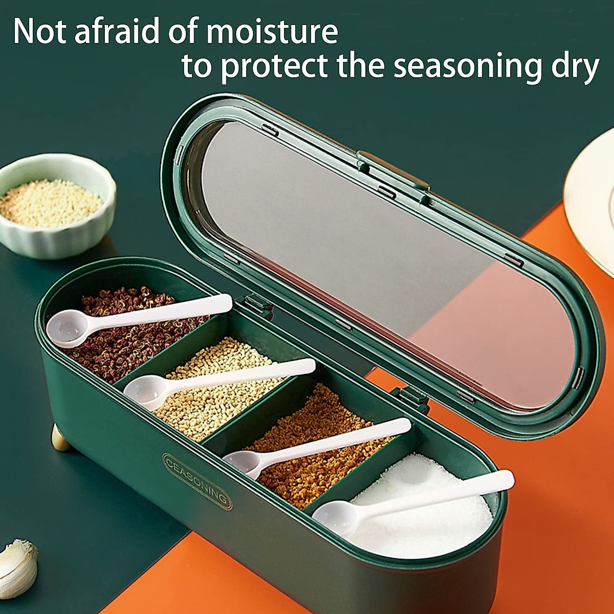 Nordic Style Seasoning Jar Creative Seasoning Box Multi-Grid Household Seasoning Bottle Seasoning Storage Box Sugar MSG Bottle Salt Box