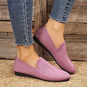 Ladies Fashion Solid Color Breathable Knitting Comfortable Flat Casual Shoes Business Wedges Women Pink