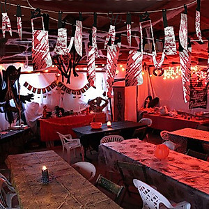 32PCS Halloween Bloody Garland Banner Props Halloween Decorations Halloween Zombie Vampire Party Decorations Supplies for Haunted House Bar Office Home Indoor Outdoor Yard Décor Weapons Hanging Banner