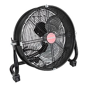 OEMTOOLS OEM24891 12” Tilting Workspace Fan, High Velocity Personal Fan, High Velocity Fan, Small Barrel Fan, Black