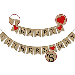 SWYOUN Burlap Happy Father's Day Banner Fathers Day Party Bunting Garland Decoration Supplies