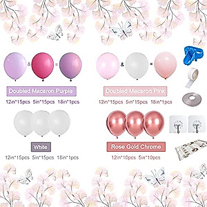Woaipati Pastel Pink Purple Balloon Arch Kit Double Stuffed Lavender Balloon Garland Baby Shower Decorations for Girl Birthday Party Bridal Shower Bachelorette Engagement Wedding Party Decorations