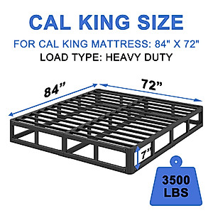 Hanidre 7 Inch High Metal California King Bed Frames, Heavy Duty Cal King Bed Frame No Box Spring Needed, Easy Assembly, Noise Free, Sturdy, Low Profile