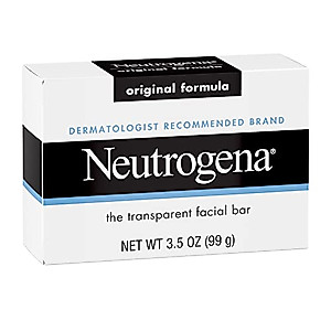 Neutrogena Original Amber Bar Facial Cleansing Bar with Glycerin, Clean-Rinsing, Transparent Face Soap, Free of Harsh Detergents, & Dyes, 3.5 oz