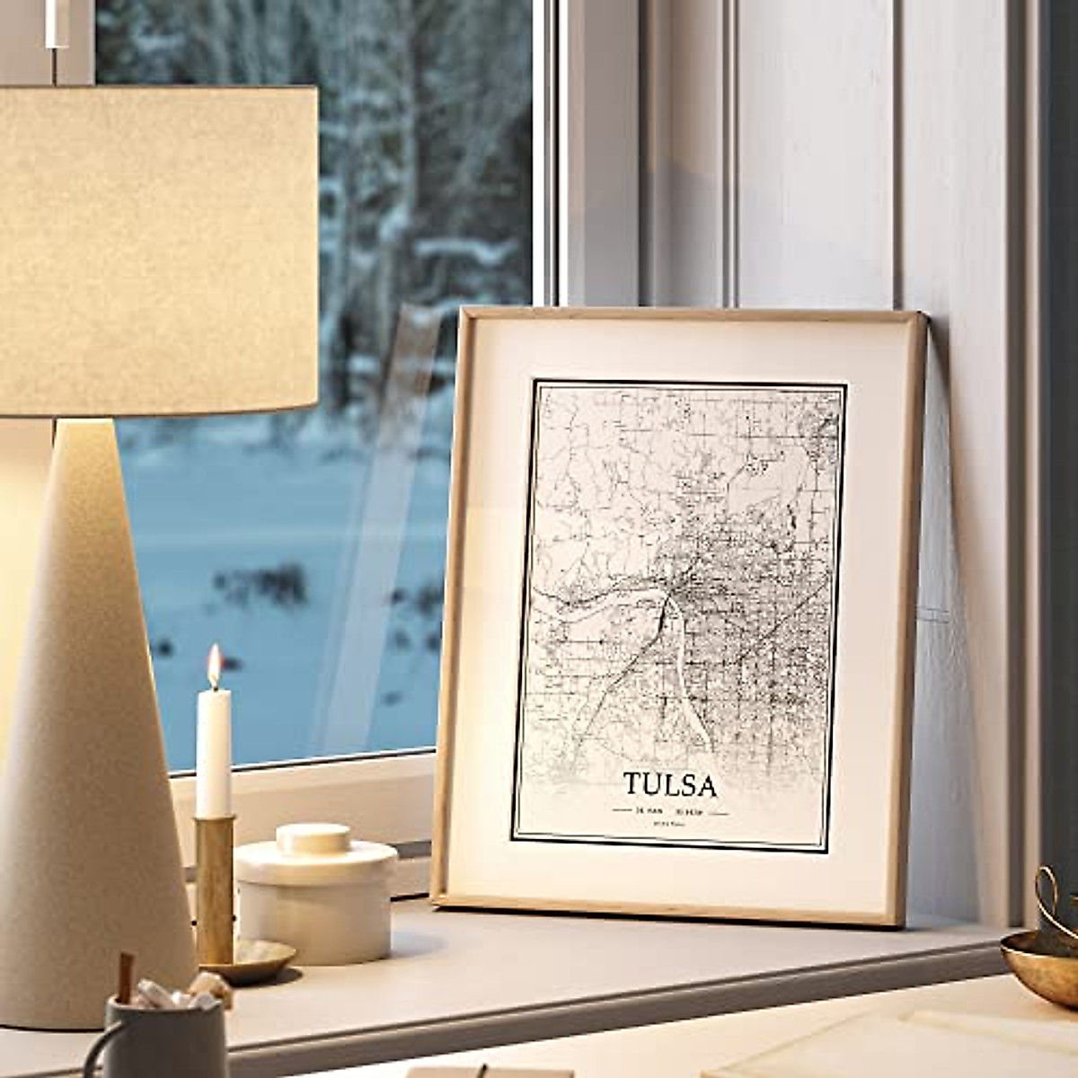Dear Mapper Tulsa United States View Abstract Road Modern Map Art Minimalist Painting Black and White Canvas Line Art Print Poster Art Line Paintings Home Decor (Set of 3 Unframed) (12x16inch)